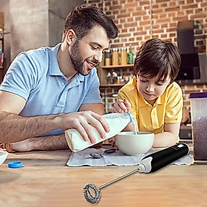 Milk Frother rechargeable drink mixer handheld egg whisk 3-Speed Adjustable with 2 stainless steel heads Foam Maker suitable for your coffee, tea, latte, hot chocolate(black)