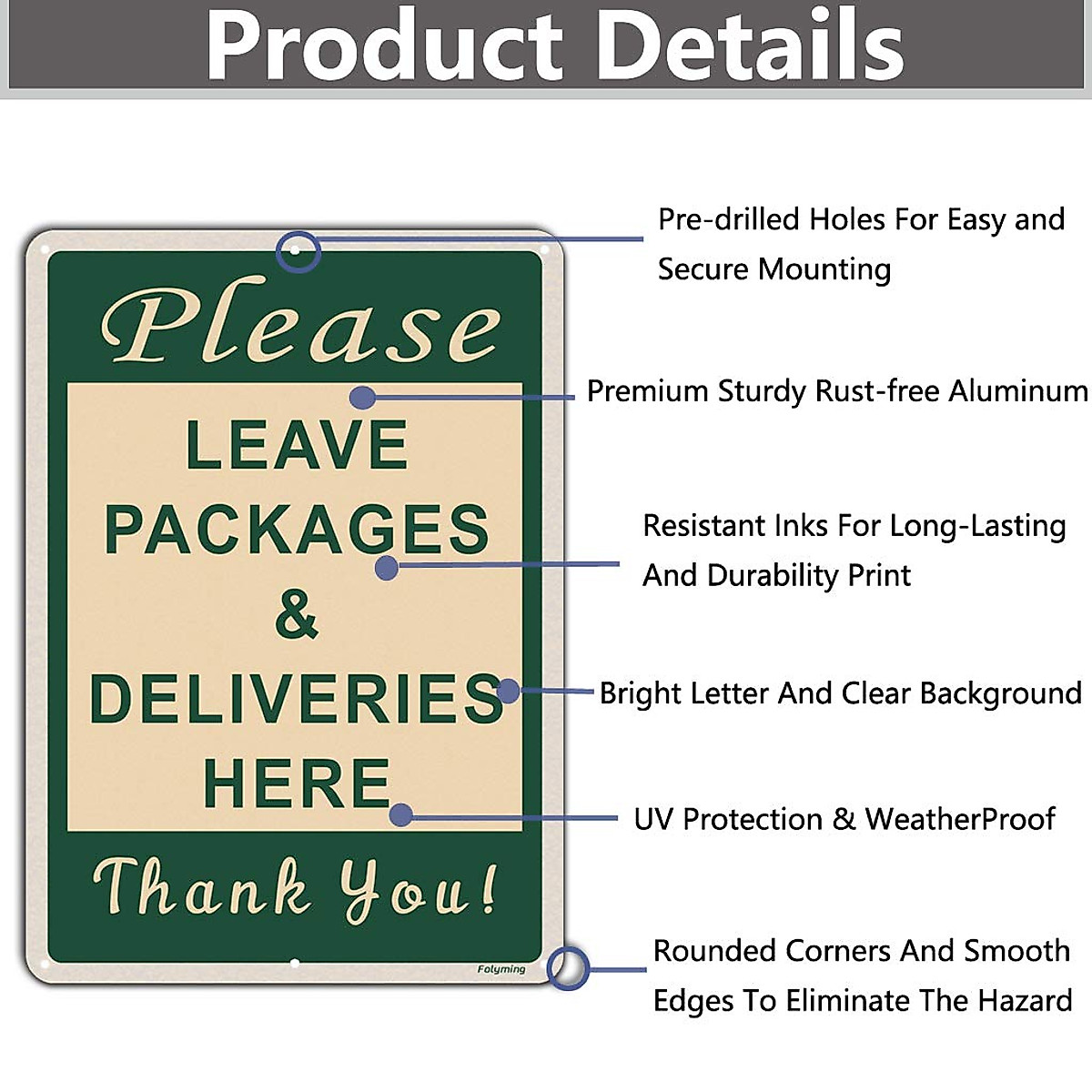 Please Leave Deliveries and Packages Here Thank You Signs 10 x 14 Inches Package Delivery Sign, Metal Reflective Sturdy Rust Aluminum Waterproof Easy to Install
