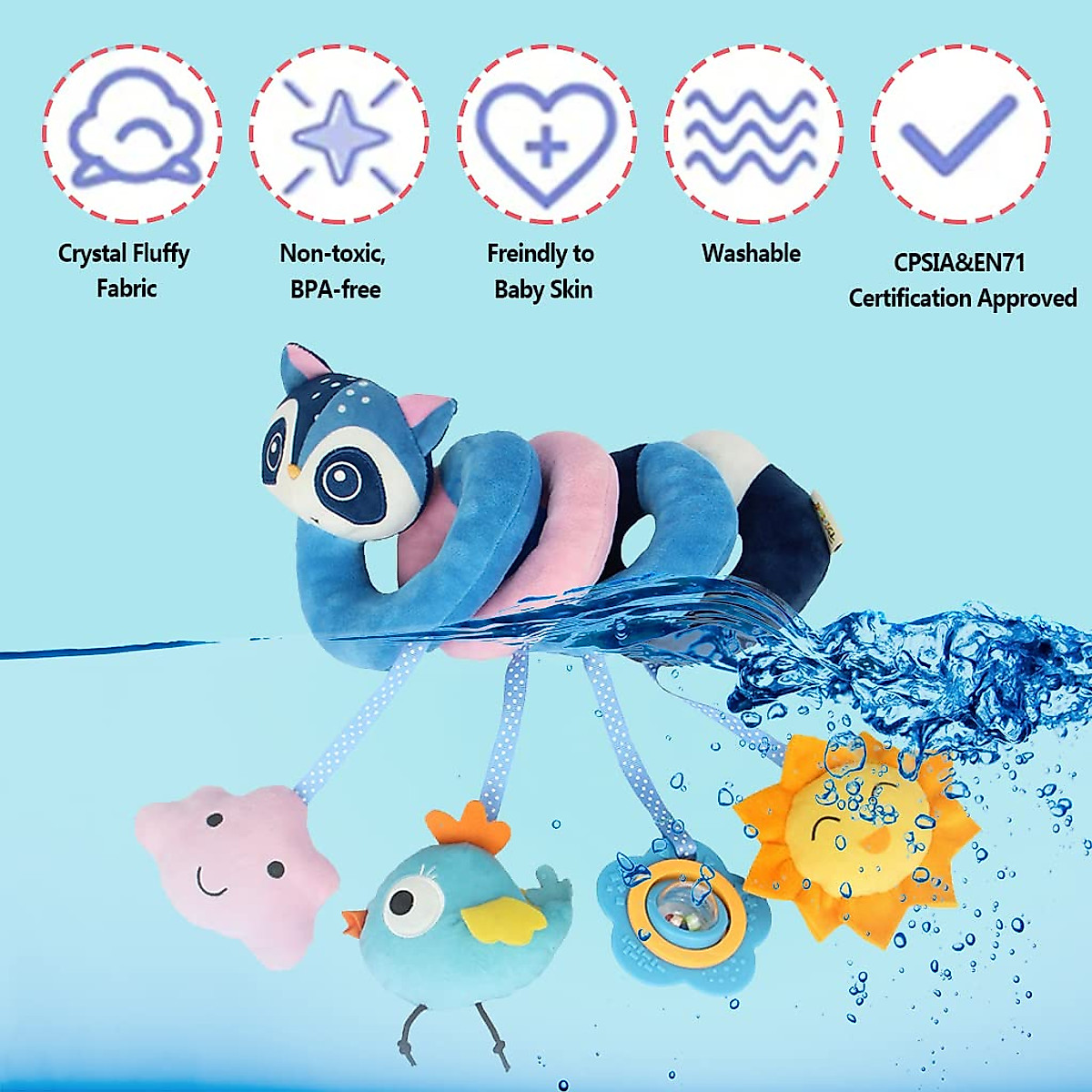 AIPINQI Spiral Activity Toy, Baby Car Seat Toys,Bed Stroller Toy Comfortable Spiral Car Seat Toy for Infants Colorful Hanging Toys for Car Seat, Fox