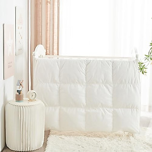 ROSE FEATHER Toddler/Travel/Crib Goose Down Comforter Duvet/Blanket Multifunctional,100% Organic Cotton & Washable Unisex Kids,All Season,White 47x60