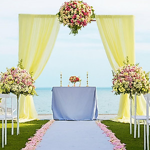 DUOBAO Chiffon Backdrop Curtain 96 Inch Length 2 Panel 29 Inch Width Wedding Backdrop Drapes Yellow Sheer Curtains Panels Tulle Fabric Photography Backdrops for Party