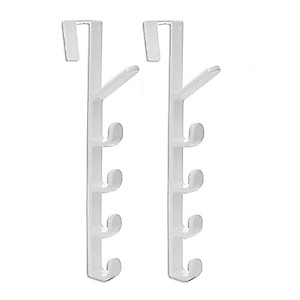 canjoyn 5 Layers Over The Door Hook Organizer Rack Hanger Backpack Handbag Door Hook, Pack of 2 (White)