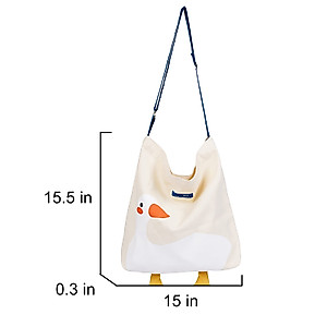 Phaoullzon Cute Canvas Tote Bag - Funny Duck & Goose Hobo Shoulder Crossbody Bag