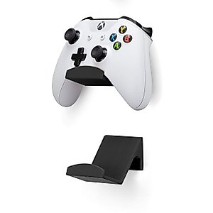 BRAINWAVZ Game Controller Wall Mount Stand Holder (2 Pack) for Xbox ONE Switch PS4 STEAM PC Nintendo, Universal Game Controller Accessories - No Screws, Stick on, Black