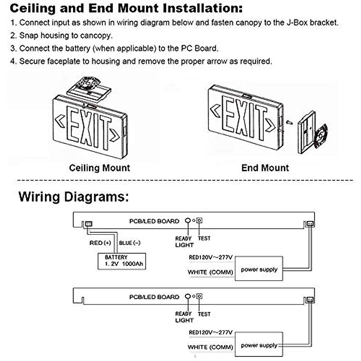 Litufine Ultra Slim LED Exit Sign, Red Letter Emergency exit Lights, 120V-277V Universal Mounting Double Face (1-Pack)