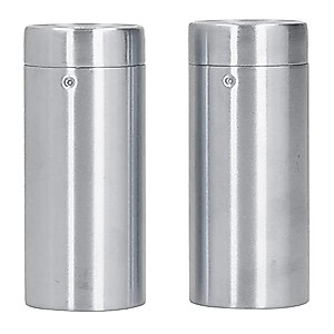 2pcs Stainless Steel Salt and Pepper Shakers, Spice Shakers, Glass Spice Jars Seasoning Shaker Dispenser with Rotatable Lid, Salt and Pepper Shakers for Salt(Stainless steel primary color (SP two))