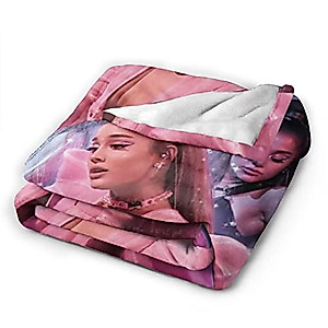 Ariana Grande Blanket Pop Singer Poster Collage Ultra Soft Flannel Fleece Blanket Super Soft Warm and Cozy for Sofa Bed Couch Travel Personalized Singer Fans Gift 60x50 in