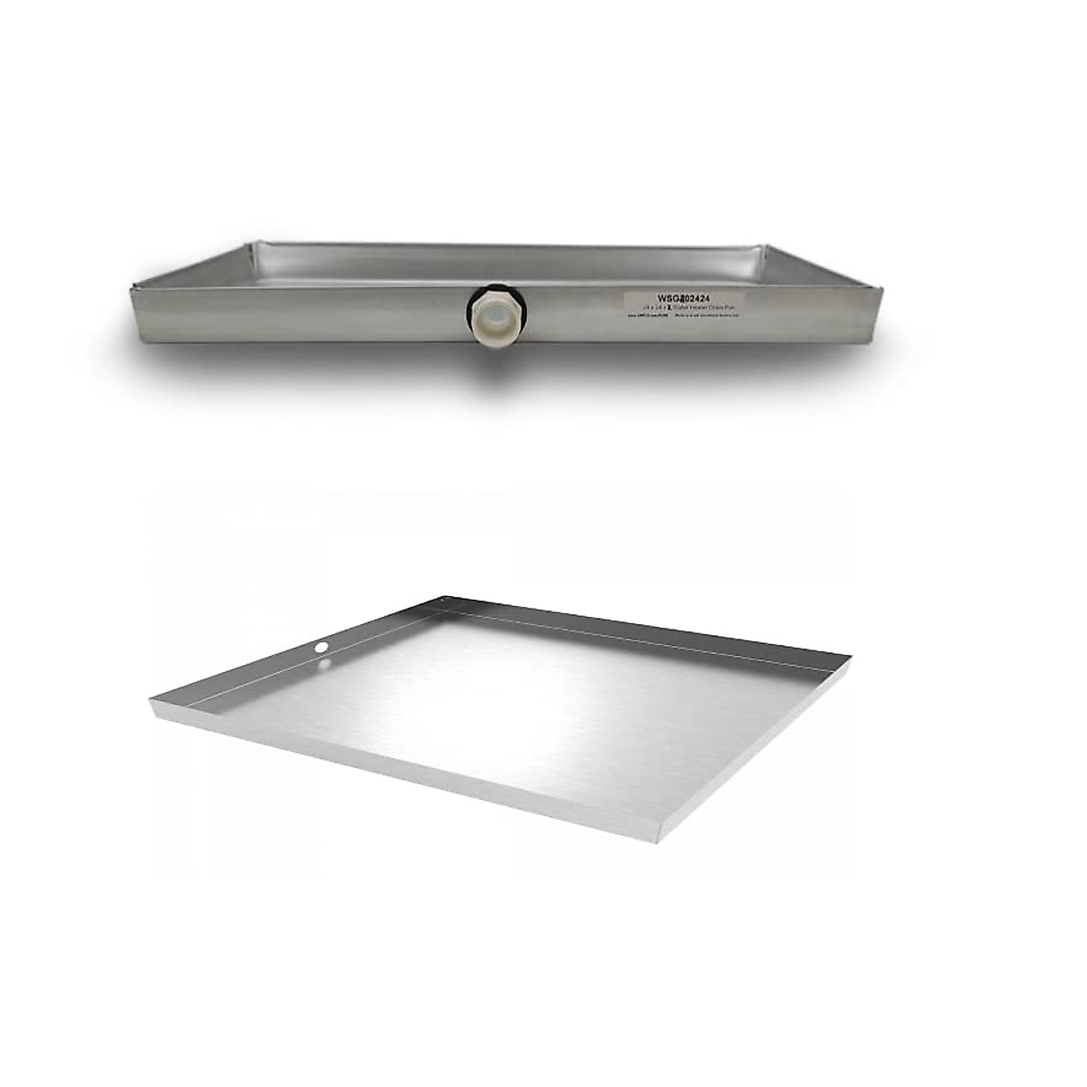 Galvanize Drip Pan for Water Heater or Air Conditioner, 22”x22”x2”–Gauge 26 – Drain Hole & Hose Adapter