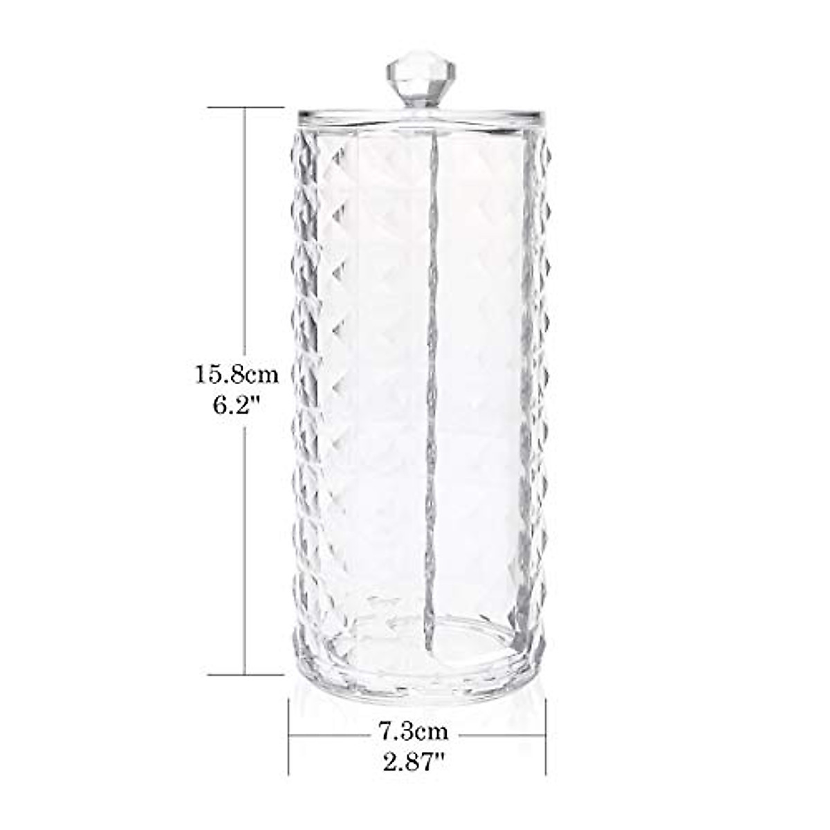 Acrylic Makeup Cotton Pad Holder, Luxspire Clear Diamond Pattern Cotton Pads Organizer dispenser Bathroom Jars for Round Cotton Display Stand Cosmetic Makeup Storage Box with Lid - Clear