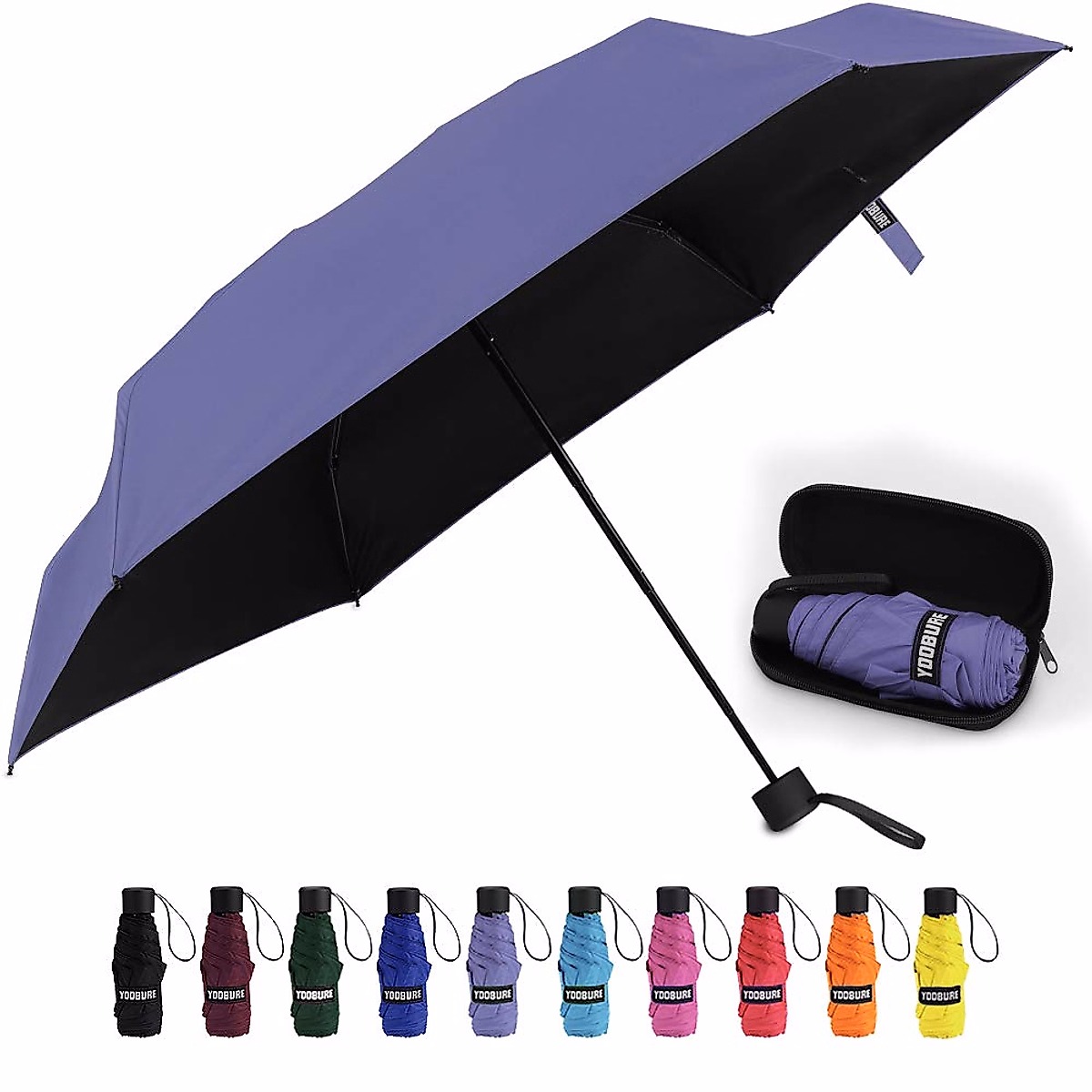 Yoobure Small Mini Umbrella with Case Light Compact Design Perfect for Travel Lightweight Portable Parasol Outdoor Sun&Rain Umbrellas