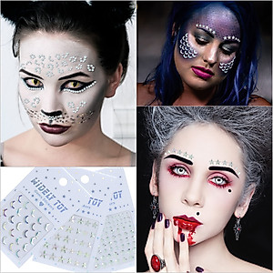 12Sets Halloween Luminous Face Gems-Noctilucent Face Jewels-Fluorescent Rhinestone Stickers Glow in the Dark for Eye Body Euphoria Makeup Jewelry Carnival Halloween Rave Festival Accessory