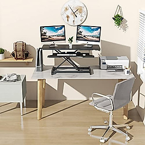 Lubvlook Standing Desk Converter, 42" Height Adjustable Sit Stand Desk Riser for Dual Monitors with Keyboard Tray, Black