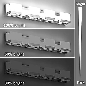 Tipace Dimmable Modern 4 Lights LED Vanity Light for Bathroom Up and Down Chrome Bathroom Wall Light Fixtures Over Mirror(White Light 6000K)