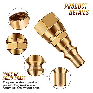 WADEO LP Quick Connect Fittings, 1/4'' RV Propane Quick Connect Fittings for Connecting Low Pressure Gas Appliance Such as Grill, Heater, Fire Pit and RV Quick Connect