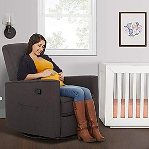 Evolur Raleigh Upholstered Plush Seating Glider Swivel, Rocker, Recliner, Glider for Nursery in Charcoal, Greenguard Gold Certified, Modern Nursery Recliner, Environmentally Conscious Glider