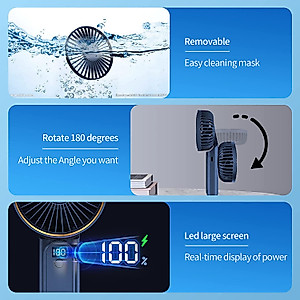 Handheld Fan, Portable Fan, 4000mAh Rechargeable Personal Fan, 180° Foldable Mini Desk Fan with 6 Wind Speed, LCD Digital Display, Lanyard as Neck Fan, Ultra Quiet, Pocket Size for Indoor Outdoor