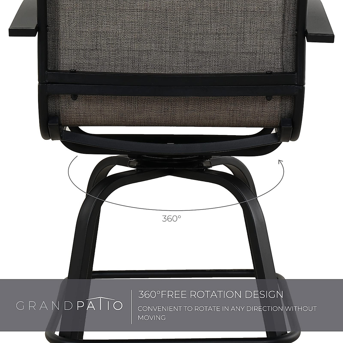 Grand patio 3 Piece Counter Height Patio Bar Set, Modern Round Bar Table and Swivel Bar Stools for Outdoor Kitchen Bistro Small Space Restaurant (Coffee, 3PC)