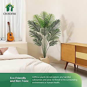 CROSOFMI Artificial Areca Palm Tree 5 Feet Fake Tropical Palm Plant,Perfect Faux Dypsis Lutescens Plants in Pot for Indoor Outdoor Home Office Garden Modern Decoration Housewarming Gift，2Pack