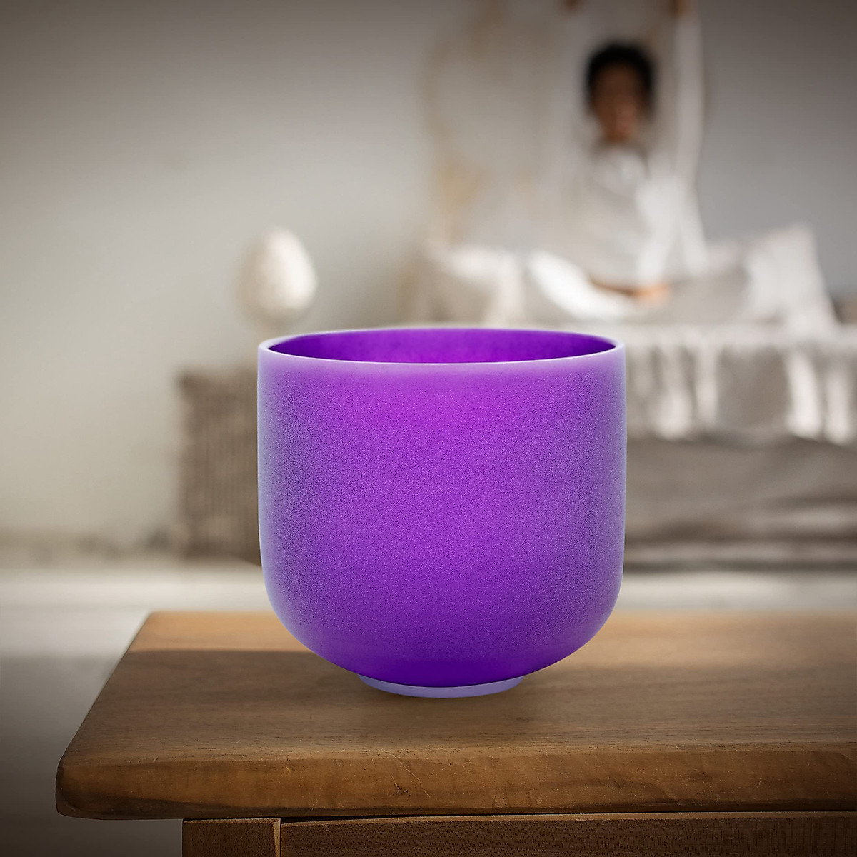 SITSANG Purple B Note Crystal Singing Bowl Crown Chakra 6 inch with Sponge Padded Bundle Bag and Singing Bowl Rubber Mallet and Suede Striker