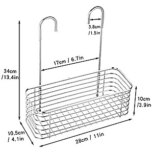 YQh hanging shower rack, bathroom rack storage rack, shampoo bracket, the back hook can be rotated, and can be hung on the faucet or cross bar, 304 stainless steel rust proof (Single layer shelf)