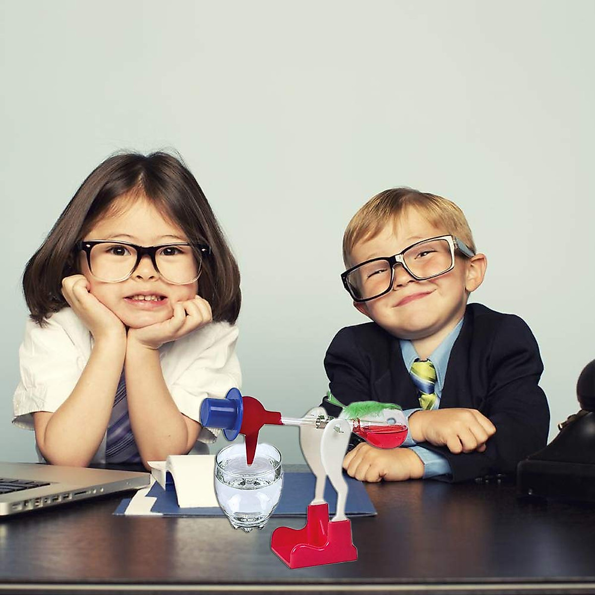 Ozgkee Non Stop Liquid Drinking Glass Bird Funny Duck Drink Water Desk Toy (Blue)