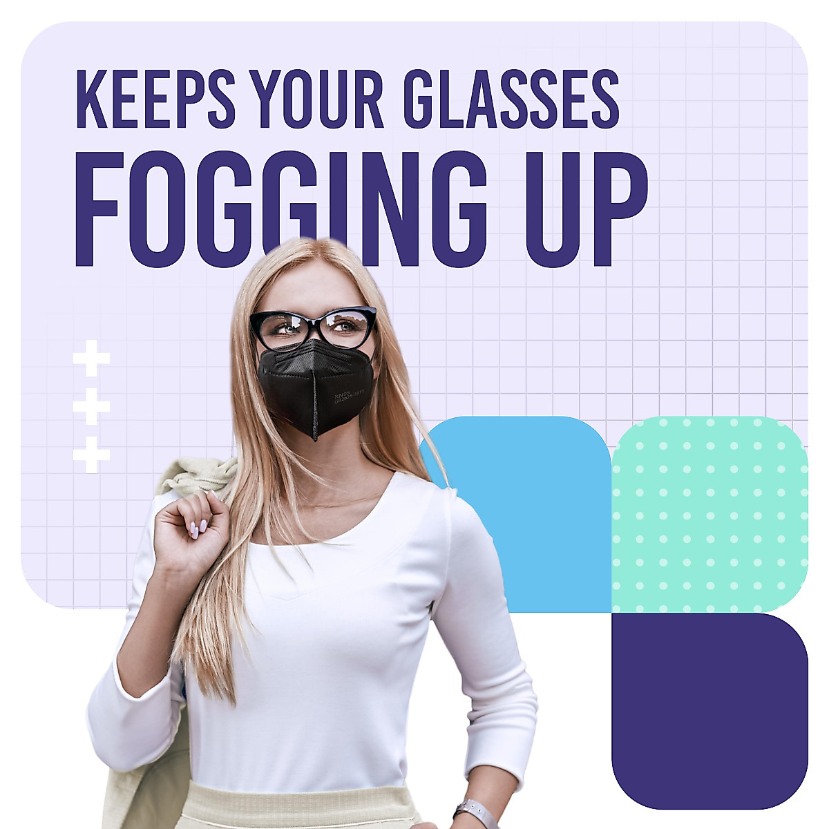 Medtecs KN95 Face Masks Disposable - Individually Wrapped, 5 Ply Protection & Extra Wide Elastic Ear Loops Design, ≧ 95% Filtration Efficiency | Mask Extender included, 50 PC - Black