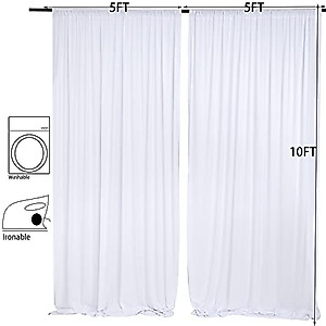 White Backdrop Curtains for Parties 10 ft x 10 ft Polyester Backdrop Curtain Panels for Wedding Baby Shower Birthday Gathering