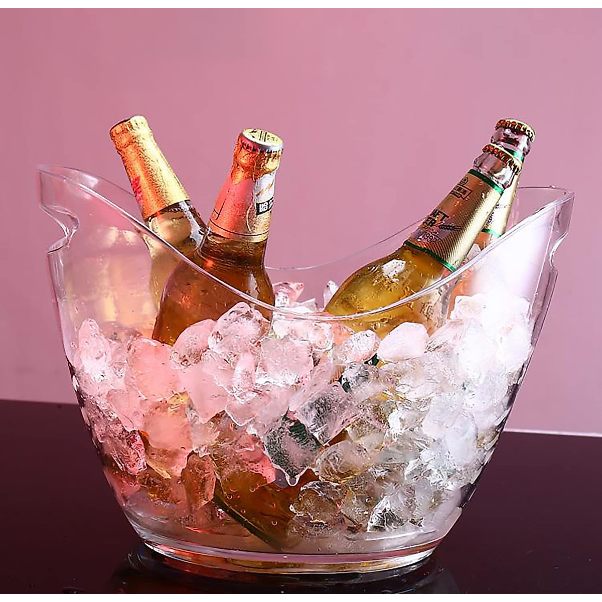 Yesland 8L Large Ice Buckets Clear Acrylic Drink Bucket Beverage Tub Wine Champagne Bucket - Storage Tub for Wine, Champagne or Beer Bottles Parties and Home Bar