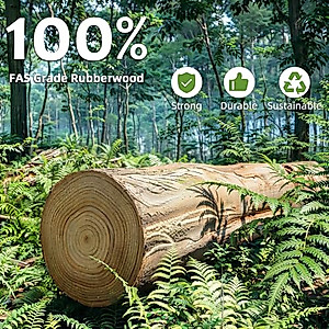 KungFuWood Coat Rack, Solid Wood Cactus Coat Rack Stand, Freestanding Coat Rack with 6 L-shaped Hooks and 3 Adjustable Sizes, Sturdy and Easy to Assemble Coat Tree for Entryway, Bedroom (Natural)