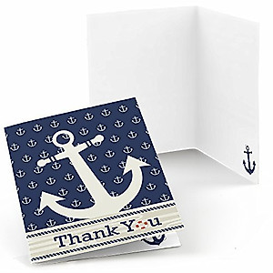 Big Dot of Happiness Ahoy - Nautical - Baby Shower or Birthday Party Thank You Cards (8 count)