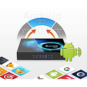 Android 10.0 TV Box Smart Android TV Box Media Player Quad-Core 4GB RAM 64GB ROM Support 2.4G WiFi/H.265/ USB 2.0/ 100M LAN/ 3D 6K Ultra HD