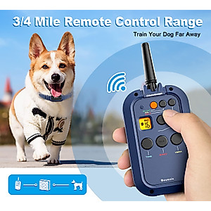Bousnic Dog Shock Collar with Remote - ¾ Mile Electronic Training Collar for (15-140lbs) Medium Large Dogs, Waterproof Rechargeable Dog E Collar with 3 Modes, Beep, Vibration, Safe Shock(1-16 Levels)