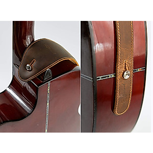 Jeereal Full Grain Genuine Padded Leather Guitar Strap (2.75inches Width) for Electric, Acoustic, and Bass Guitars (Red Brown)