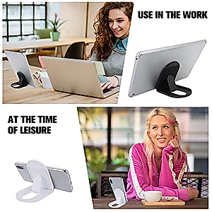 TIESOME 6 Pcs Foldable Phone Holder, Universal Oval Shaped Adjustable Mobile Phone Holder Portable Multi-Angle Desktop Holder Compatible with Tablets Smartphones (3 Black,3 White)