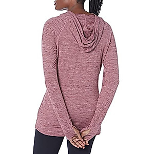 Amazon Essentials Women's Brushed Tech Stretch Popover Hoodie - Discontinued Colors, Plum Space Dye, Medium