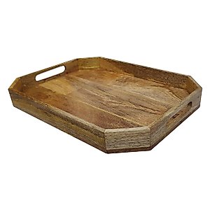 Wooden Serving Tray with Handles | Wood Bathroom Organizer Tray | Decorative | Food Safe | Water Resistant | Natural Solid Wood | Bathroom Organiser Tray
