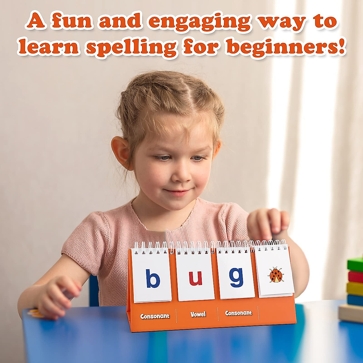 Aizweb CVC Word Builder,Phonics Games Flash Cards for Preschool Kindergarten Classroom,Montessori Special Education Reading Manipulative Spelling Toy for Learning Activity Teacher School Supplies