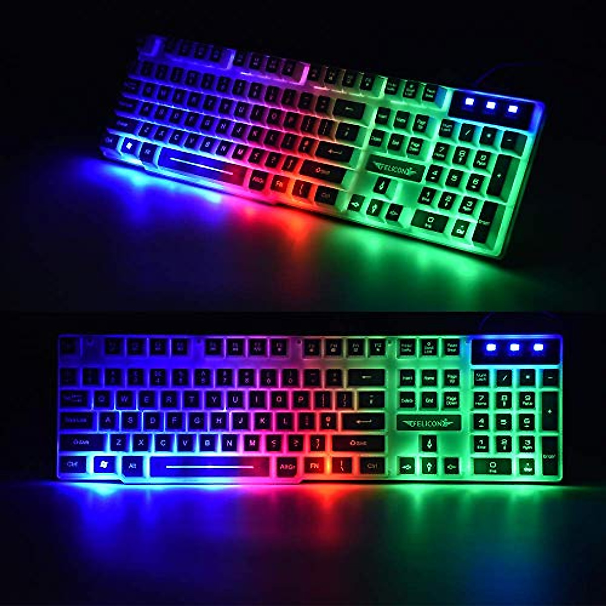 LexonElec T8 UK Layout Gaming Keyboard and Mouse Sets Rainbow Backlit Ergonomic Usb Gaming Keyboard