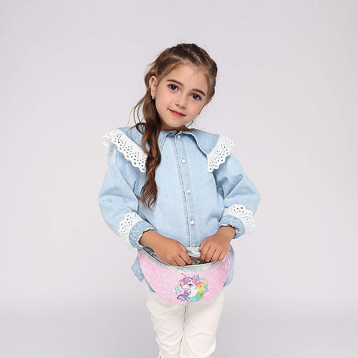 Girl’s Unicorn Fanny Pack - Cute Kids Travel Waist Bag - Crossbody Belt Bag Sport Running Camping Trip - Christmas Gift for Girls