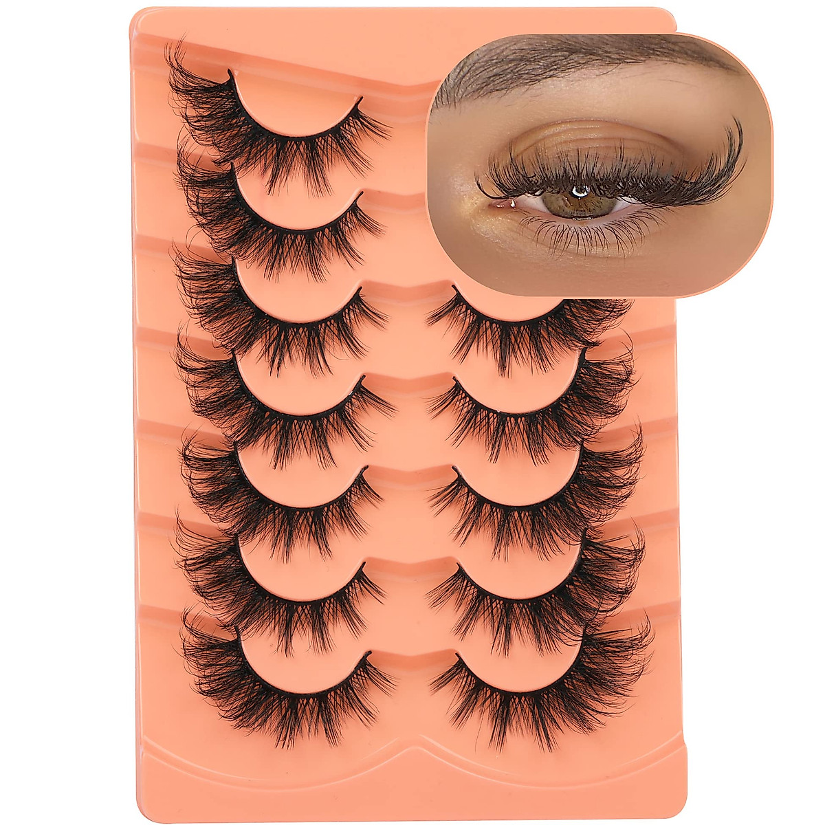 False Eyelashes Wispy Lashes Natural Look Fake Eyelashes Cat Eye Lashes Mink Fluffy Strip False Lashes Fox Eye Lashes Pack 7 Pairs ALICROWN