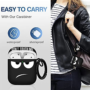 Youtec for Airpods Case, Don't Touch Me for Airpods Cover with Keychain/Lanyard Soft Cute Shockproof Cover for Women Men Compatible with for Airpods 2/1 Charging Case -Black