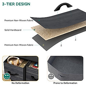 YITAHOME Dresser TV Stand, Dresser for Bedroom, Fabric Dresser with 7 Drawers, Furniture Storage Tower Cabinet for Bedroom, Living Room, Hallway, Closet, Black Wood Grain