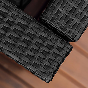 Nestl Patio Furniture Set – Outside Furniture Patio Set, 7 Piece Outdoor Patio Furniture Sets, Patio Conversation Sets with Patio Sectional, Black Wicker Patio Furniture Sets with Off White Cushions