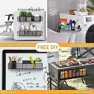 Magnetic Spice Rack, for Refrigerator Organizer 6 Pack, Black Metal Magnetic Shelf for Refrigerator including Paper Towel Holder,Kitchenware Holder, Fridge Space Saving Spice Shelf with Strong Magnets