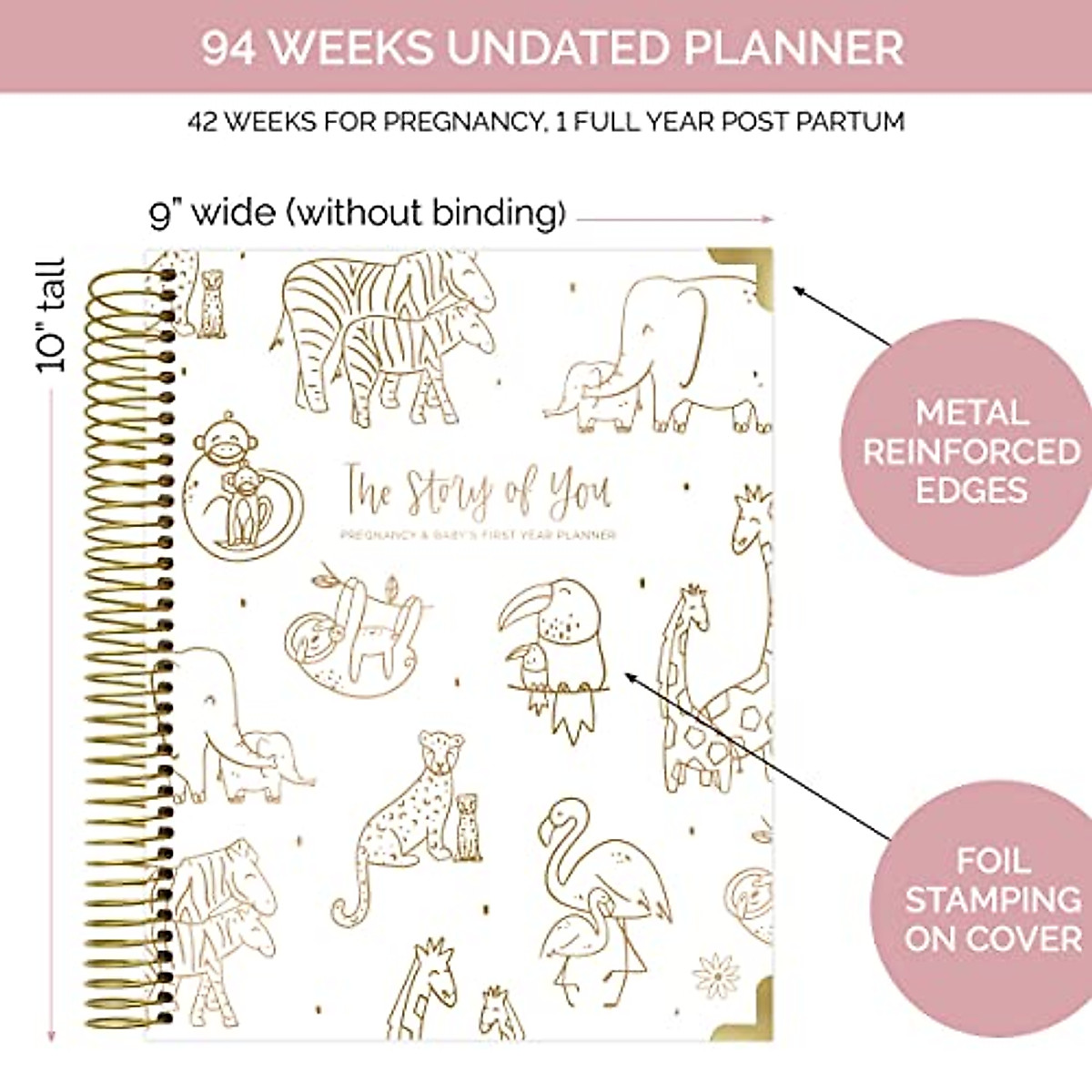 bloom daily planners New Pregnancy and Baby's First Year Calendar Planner & Keepsake Journal with Stickers - Hardcover Scrapbook Memory Book Organizer - (Undated) 8” x 10" - The Story of You