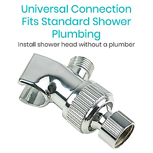 Vive Hand Held Shower Head with Long Hose - Detachable 2 in 1 Universal High Pressure Handheld Adapter - Chrome Finish with Large Waterfall Rainfall & Holder for Wall - Clean Overhead Rain Style
