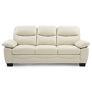 Glory Furniture Marta Upholstered Sofa, Pearl Faux Leather