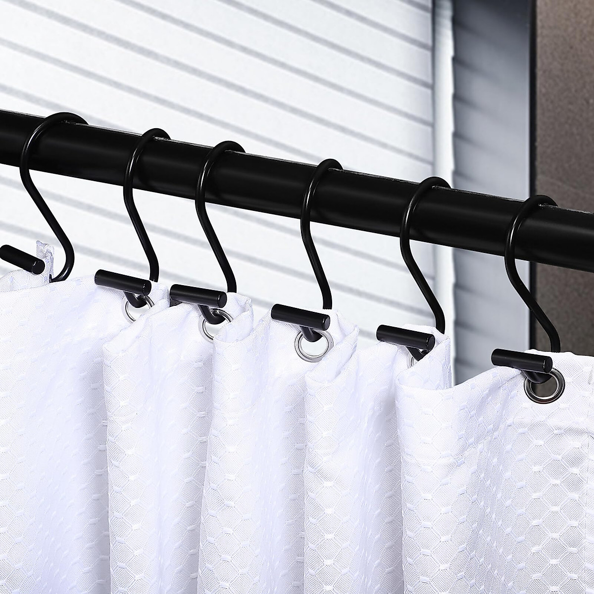 Lurrose 12Pcs Shower Curtain Hooks, Shower Curtain Rings Metal Shower Curtain Hooks for Bathroom Shower Kitchen Bedroom