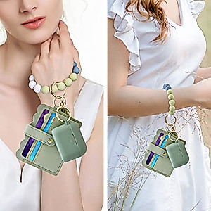 Case for AirPods Pro 2nd Generation 2022, Filoto Cute Apple AirPod Pro 2 Cover for Women Girls, Silicone Case with Wristlet Bracelet Keychain Credit Card Holder Purse Accessories(Cactus Green)