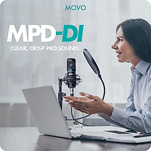 Movo iPhone Podcast Equipment Bundle - 2 Pack Condenser Microphones, 2 Desktop Mic Stands, 2 Pop Filters, 2-Channel XLR Interface with Lightning Output - Compatible with iPhone, iPad, iOS (Lightning)